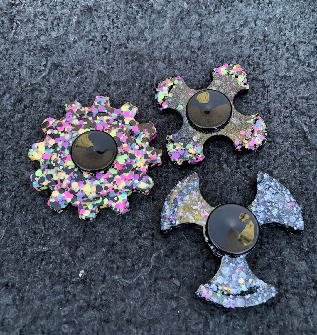 3 Black & Neon Fidget Spinners - Etsy