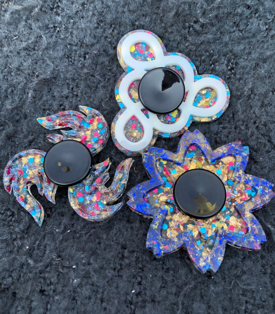 3 Blue & Gold Fidget Spinners - Etsy