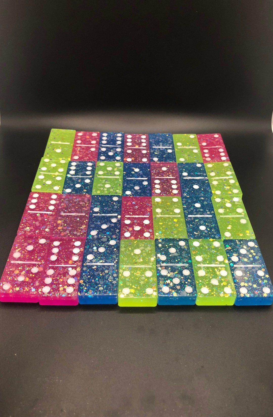 Handmade Glow in the Dark Set of 28 Dominos, Dominos With Glowing Stars ...