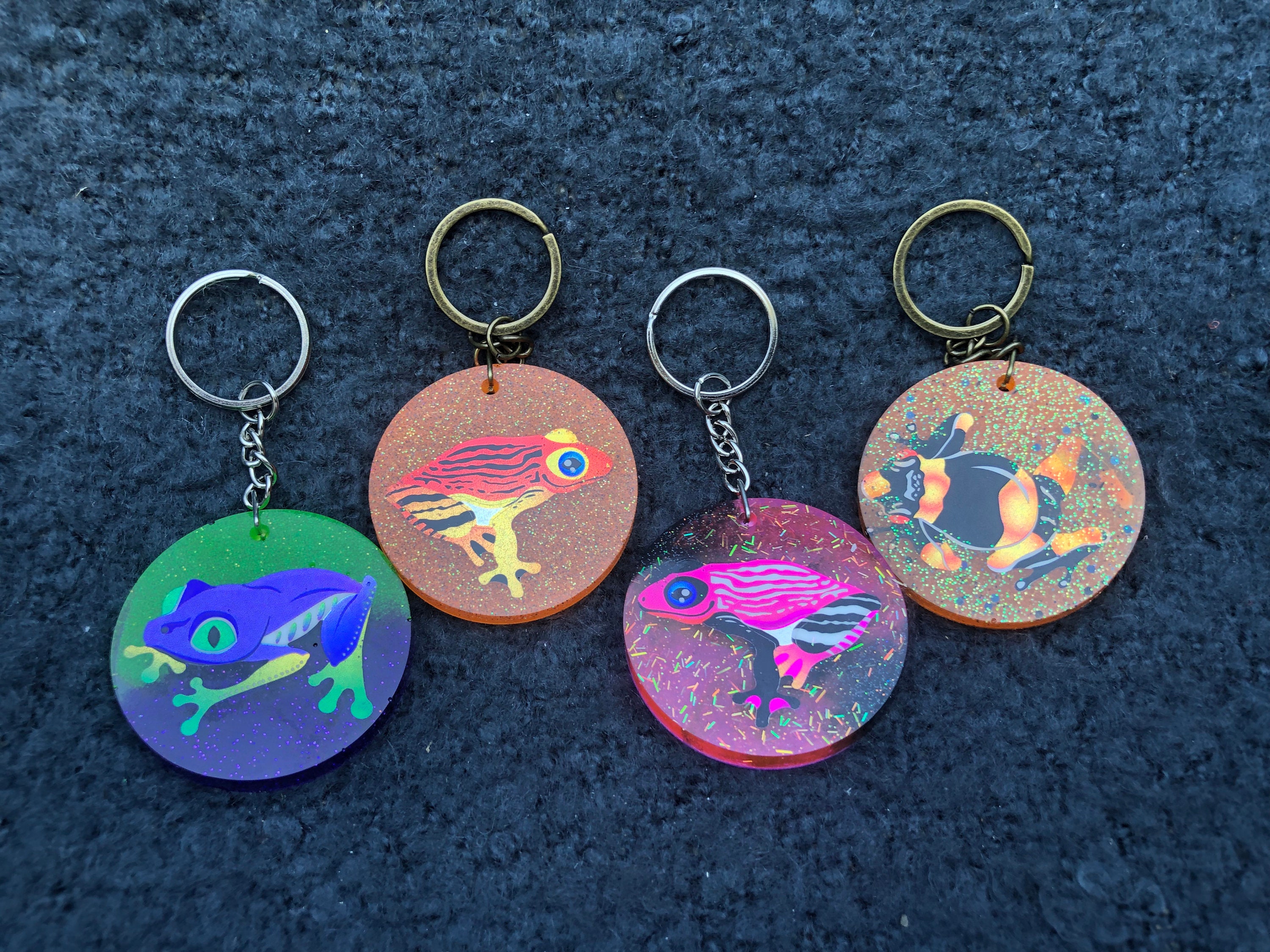 Poison Dart Frog Keychains, Rain Forest Tree Frog Keychains, Unique ...