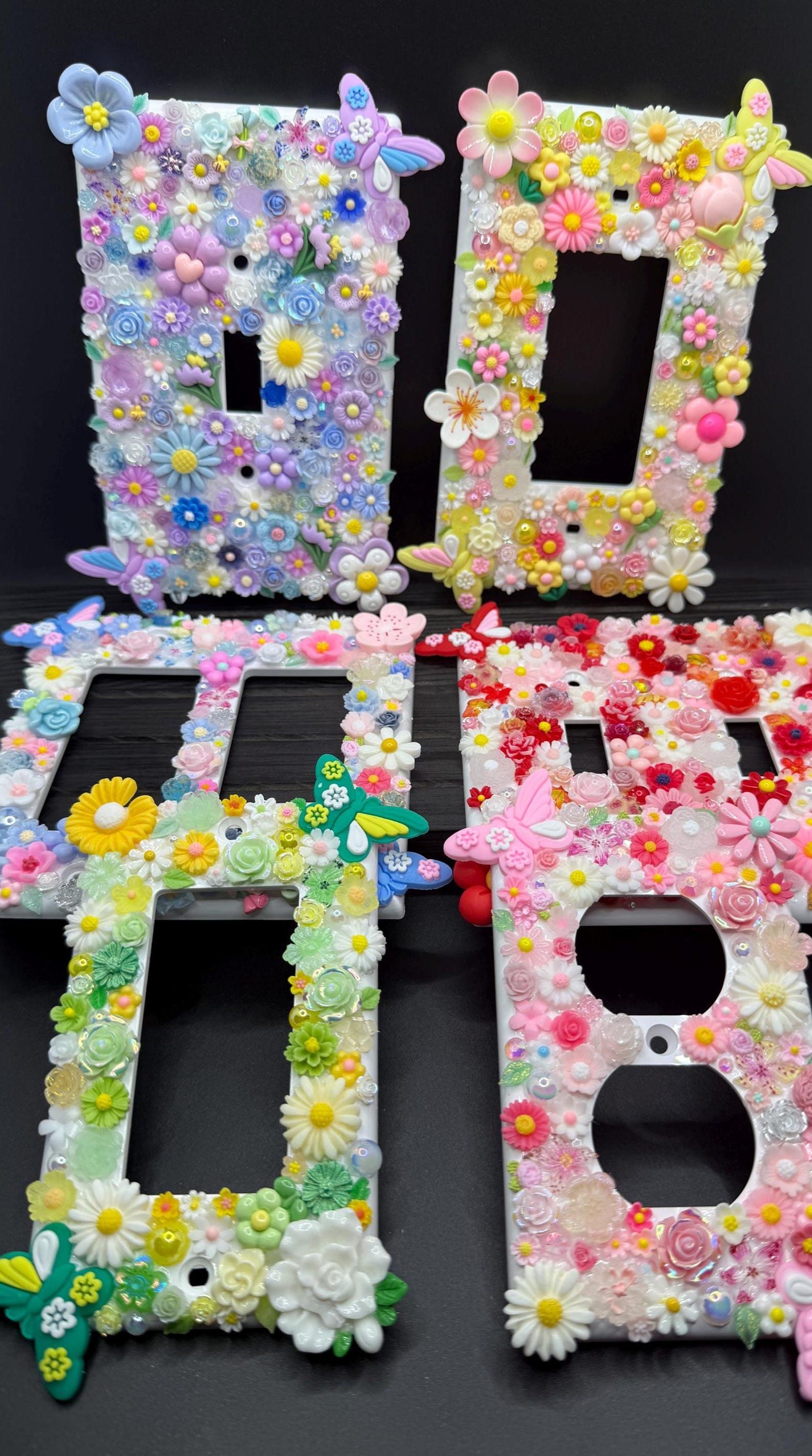 Butterfly & Flower Filled Light/outlet Switch Plate Covers, Unique and ...