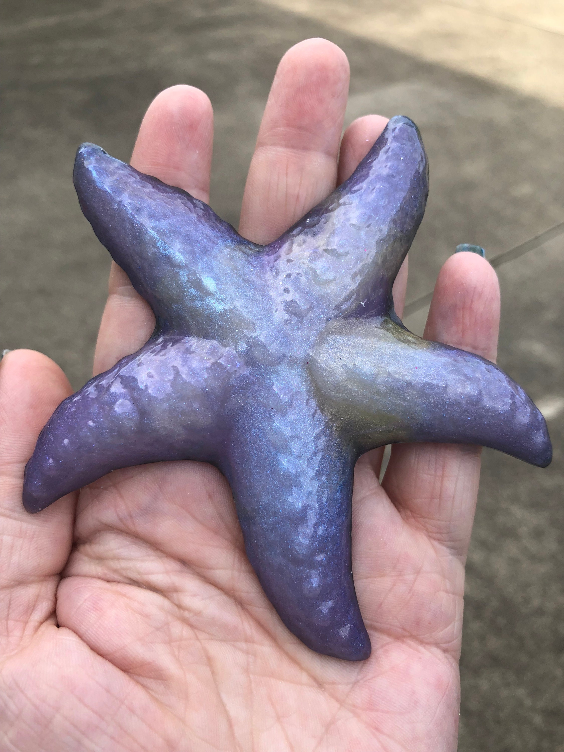 Set of 3 Resin Starfish, Blue/pink/purple Color Shifting Marine ...