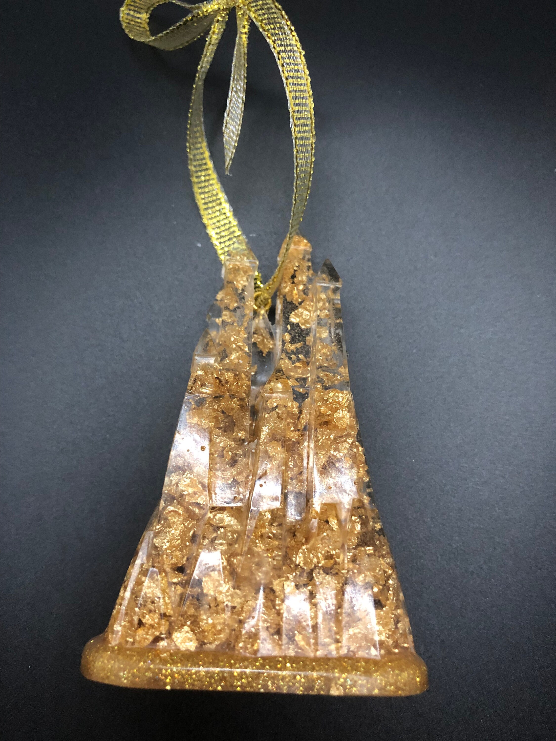 Gold Foil Filled Castle Ornament, Gold Foil Fantasy Christmas Ornament ...