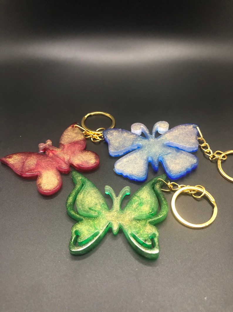 Set of 3 Shimmering Gold Butterfly Keychains Red/gold - Etsy