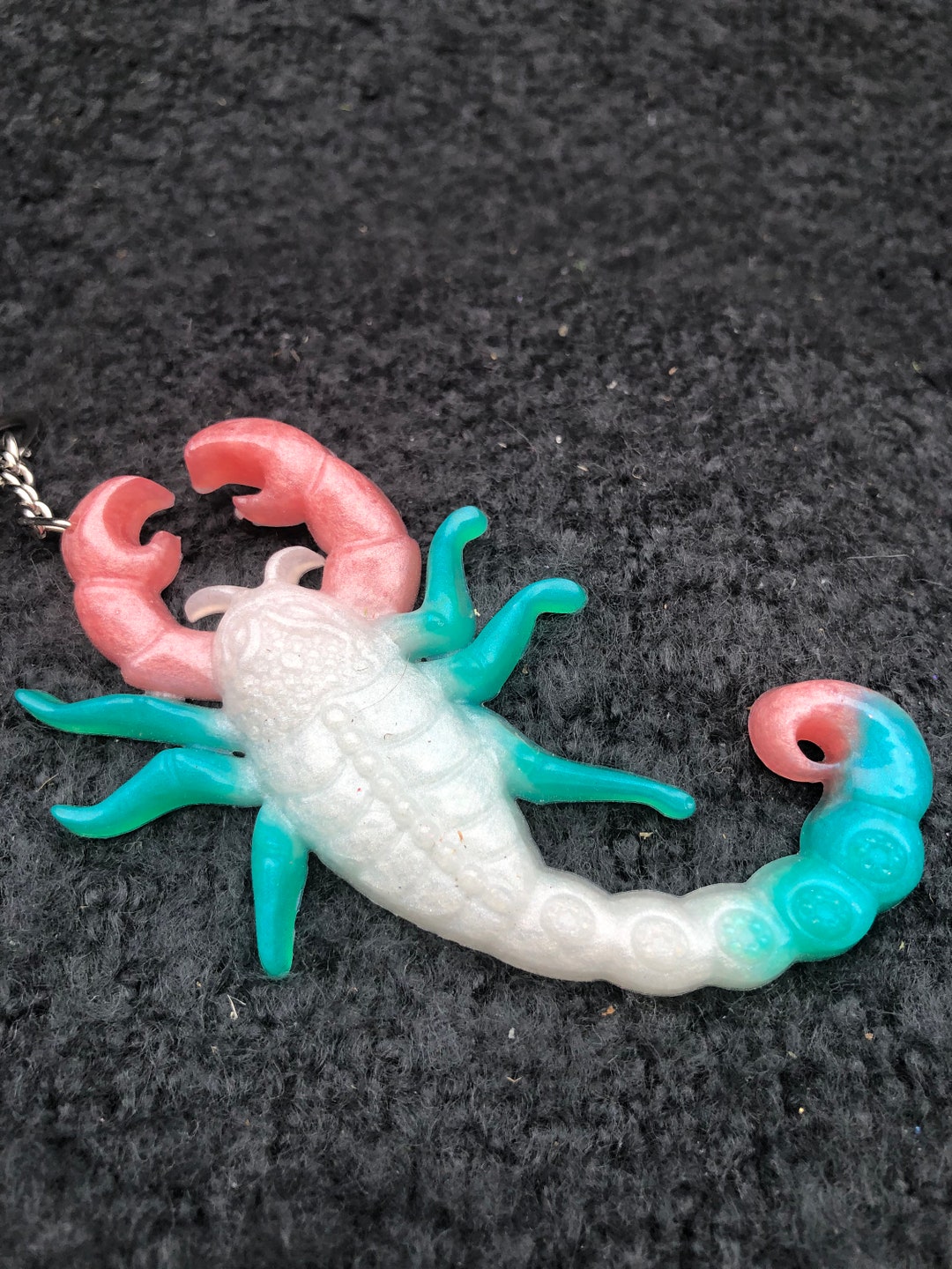 White/teal/pink Scorpion Keychain Unique Scorpion Keychain - Etsy
