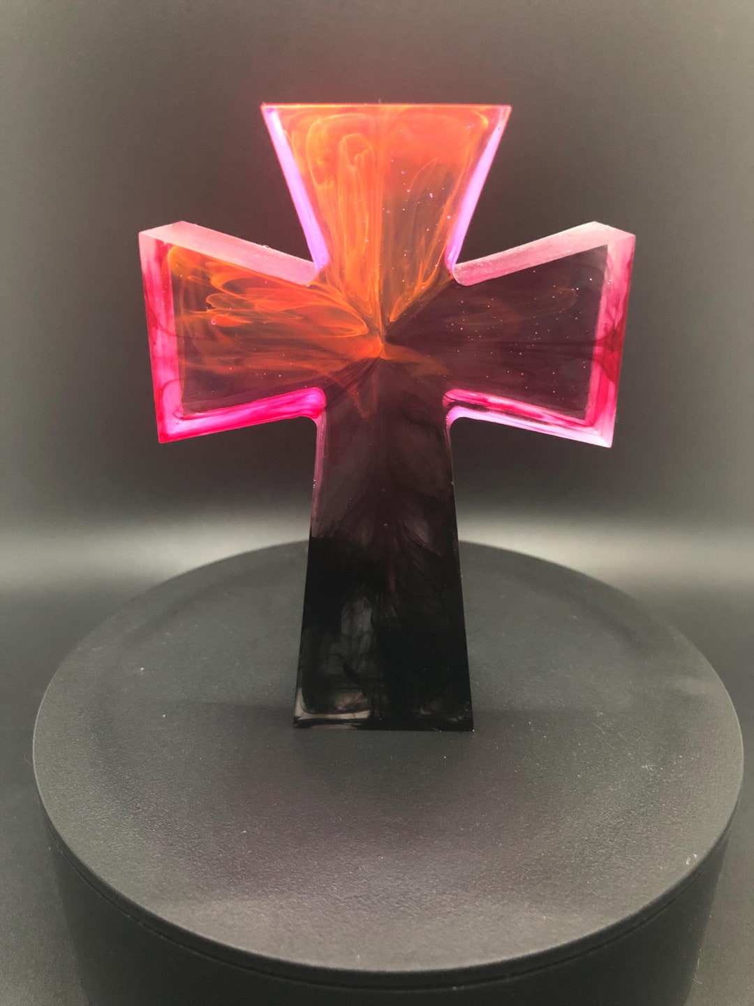 Handmade Resin Templar Style Cross, Orange/red/pink/purple/black ...