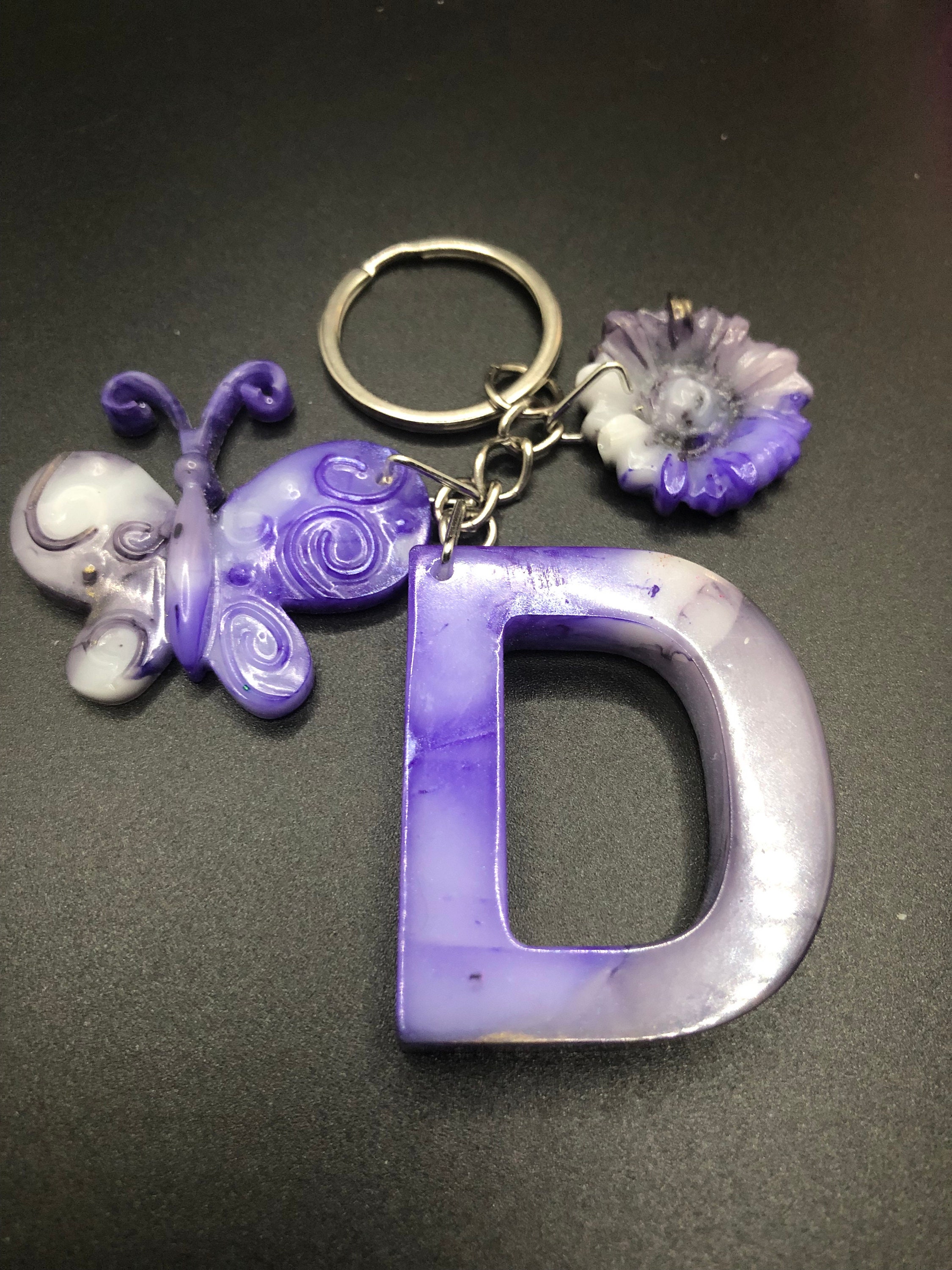 Custom 'tie Dye' Letter Keychains With Flowers and - Etsy