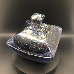 Black/blue/purple Trinket Box With Lid, Trinket Box With Holographic ...