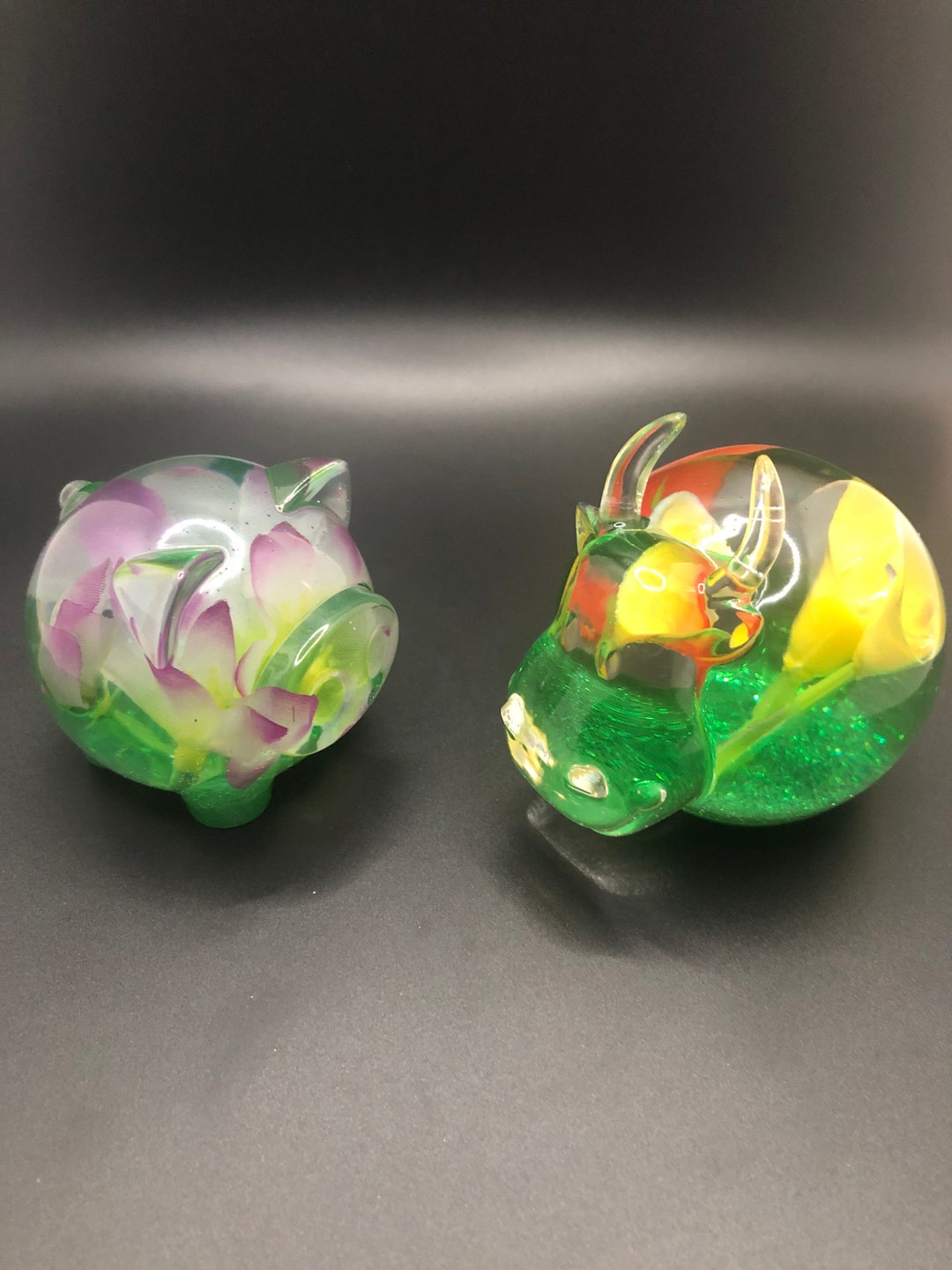 Resin Pig/cow With Flowers in the Center Calla Lily Cow - Etsy