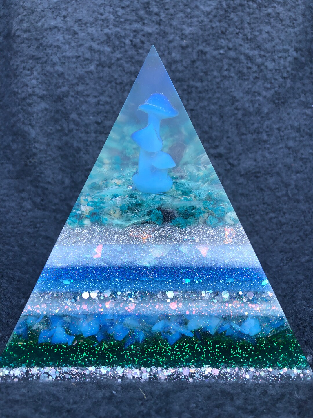 Blue Opalite Mushroom Pyramid With Light, Unique One of A Kind Light up ...
