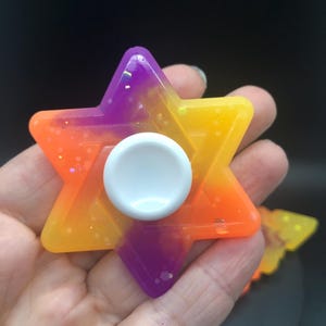 Set of 3 Glow in the Dark Fidget Spinners, Orange/purple/yellow Glow in ...