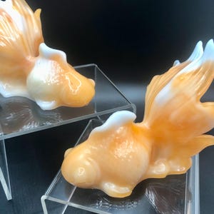 Fancy Tailed Goldfish, Handmade Resin Gold and White Fancy Tailed ...