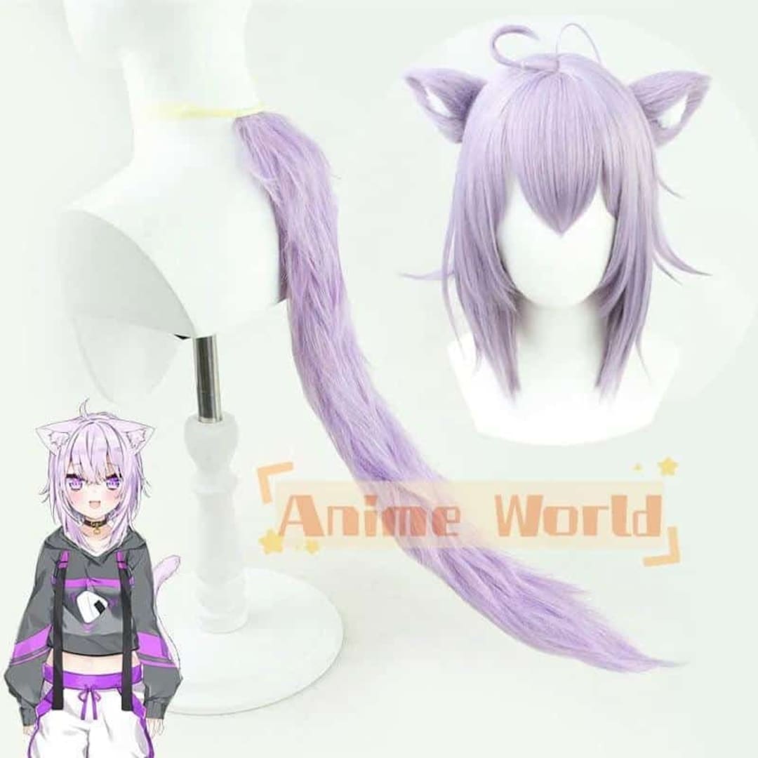 Virtual Youtuber Hololive Nekomata Okayu Cosplay Wig Wig Tail Halloween ...