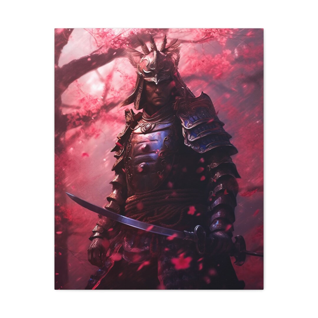 Canvas Samurai Prince - Sakura Trees - Gamer Artwork - by Axonprint - Etsy