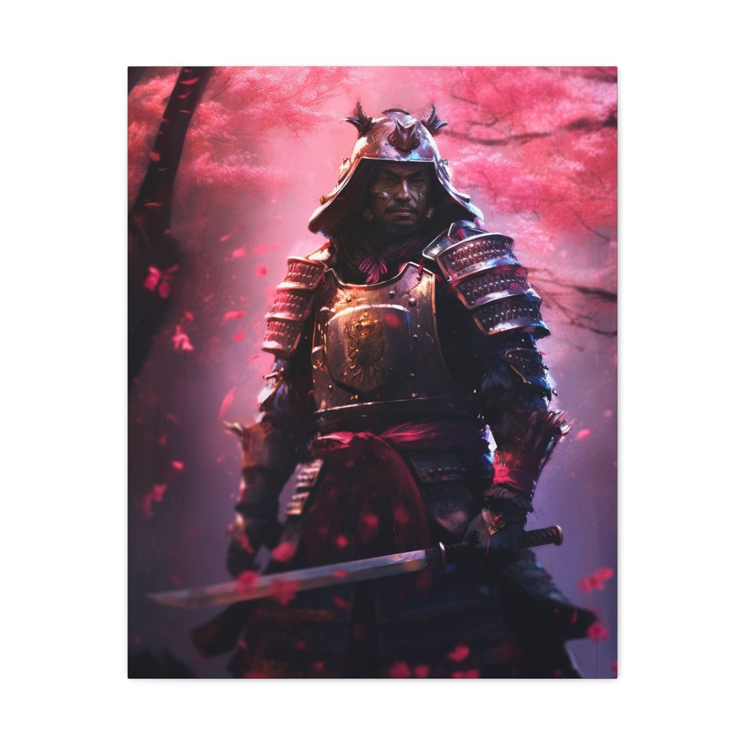 Canvas Samurai Father - Sakura Trees - Gamer Artwork - by Axonprint - Etsy