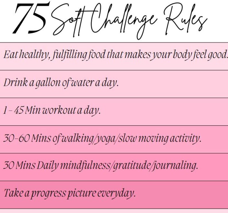 75 Soft Challenge Rules - Etsy