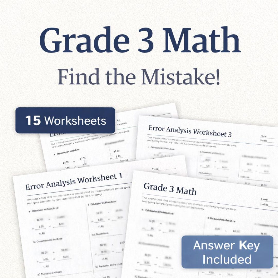 Grade 3 Math Error Analysis Worksheets | Printable PDF With Answer Key ...