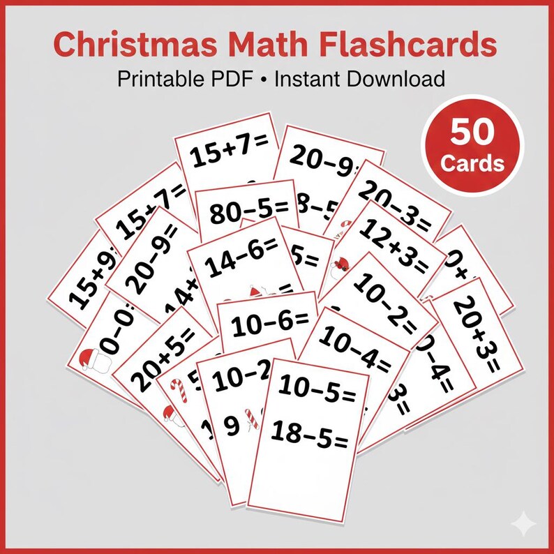 Christmas Math Flashcards | Addition & Subtraction | Grades 1–3 ...