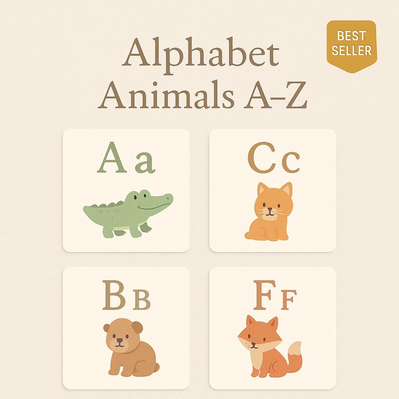 Animals A–Z Alphabet Flashcards | Preschool & Kindergarten Printable ...