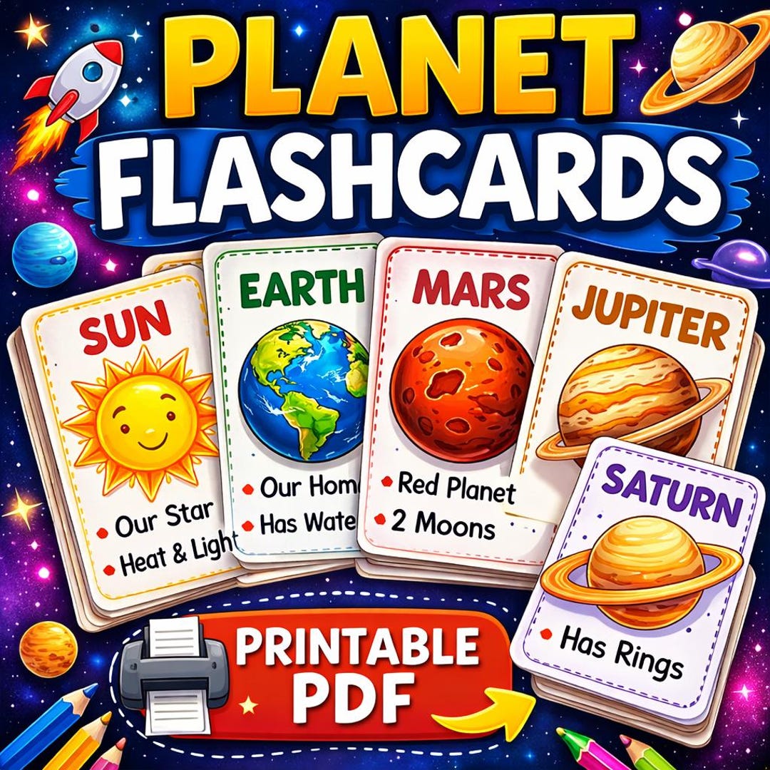 Solar System Flashcards for Kids | Printable Space Learning Cards ...