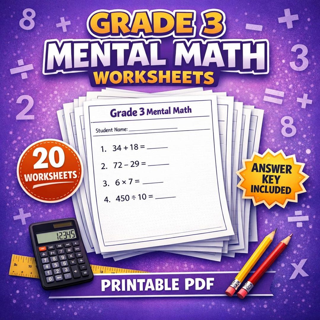 Grade 3 Mental Math Worksheets | 20 Days Practice | Printable Brain ...