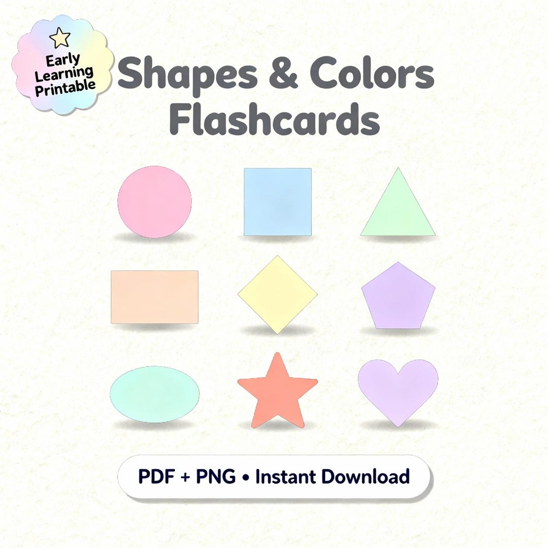 Shapes and Colors Flashcards | Preschool Early Learning Printable PDF ...