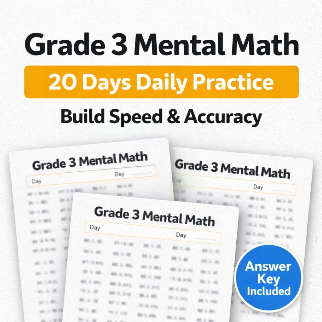 Grade 3 Mental Math Worksheets | 20 Days Practice | Printable Brain ...