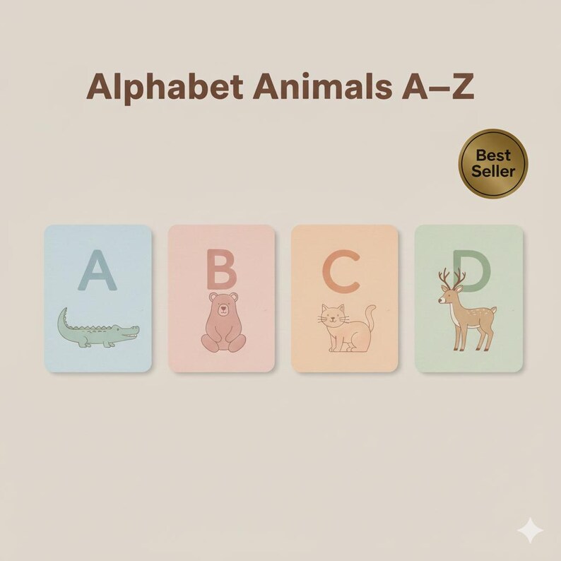 Animals A–Z Alphabet Flashcards | Preschool & Kindergarten Printable ...