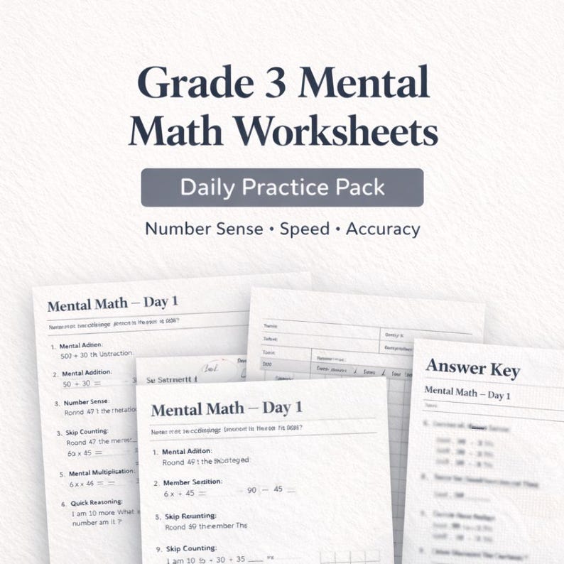 Grade 3 Mental Math Worksheets | 20 Days Practice | Printable Brain ...