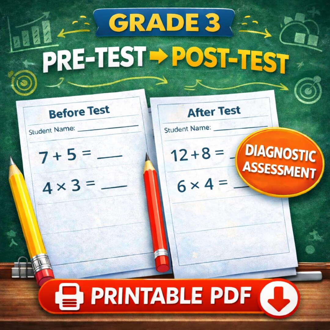 Grade 3 Math Pre-test & Post-test | Diagnostic Assessment (PDF Download ...