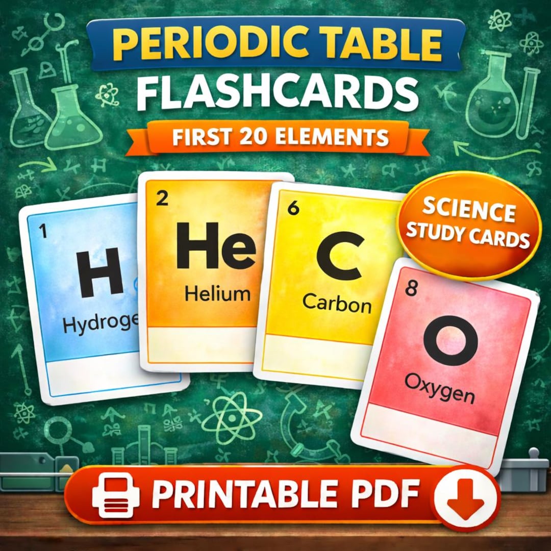 Periodic Table Flashcards | First 20 Elements | Upper Elementary ...