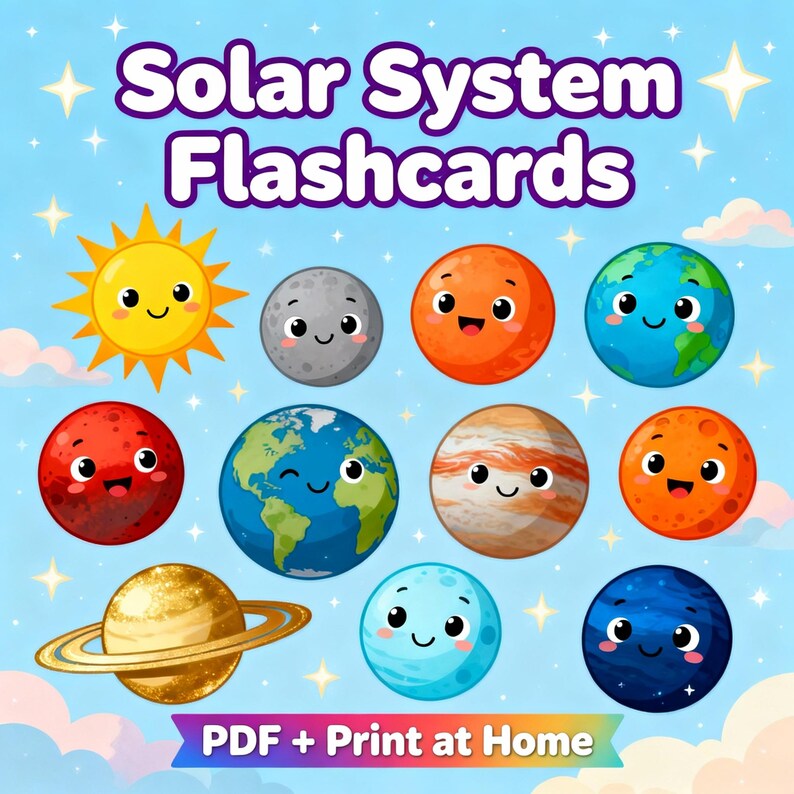 Solar System Flashcards for Kids | Printable Space Learning Cards ...