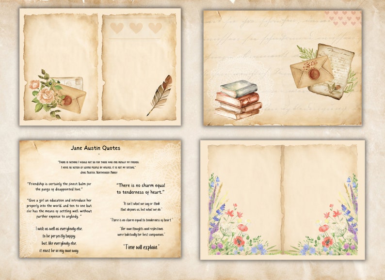 Book Lover Journal Digital Art Decorative Printable Scrapbook Craft ...