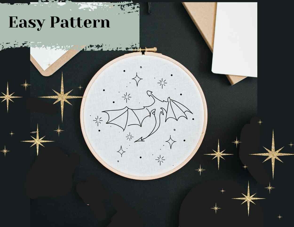 Dragon Embroidery Pattern, Dragon Art, Fourth Wing Art, Beginner ...