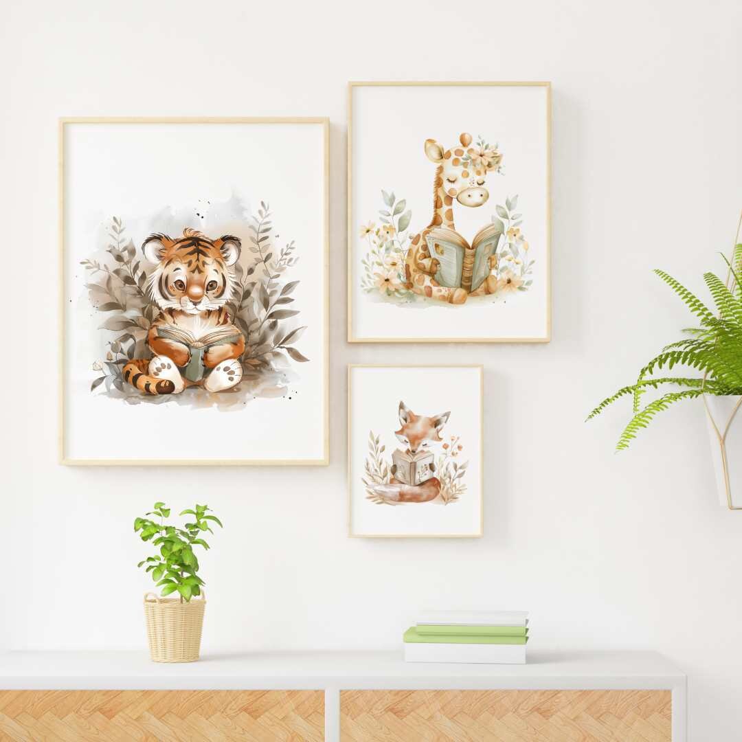 Digital Clip Art-baby Animals Reading- Librarian Gift- Transparent ...