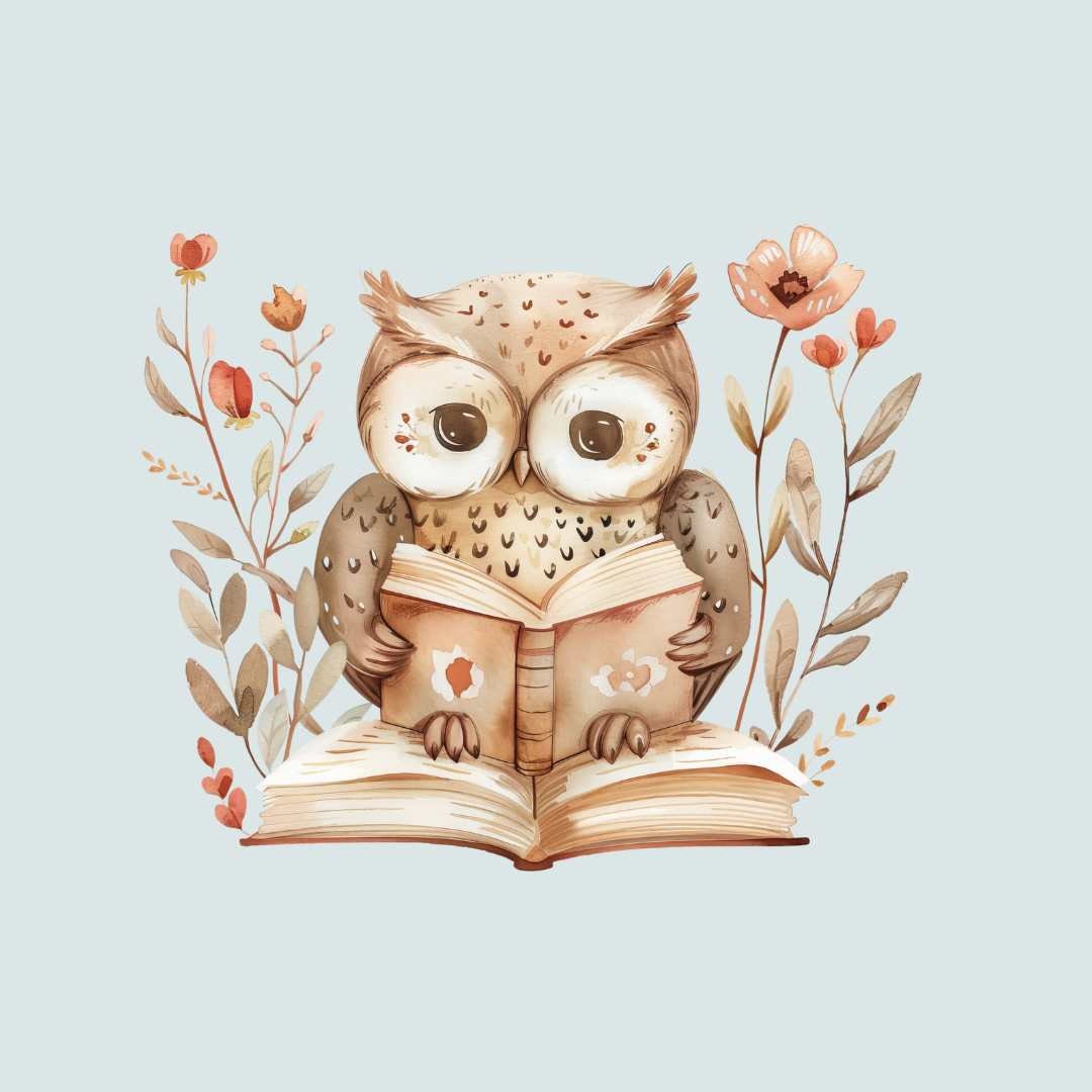 Digital Clip Art-baby Animals Reading- Librarian Gift- Transparent ...