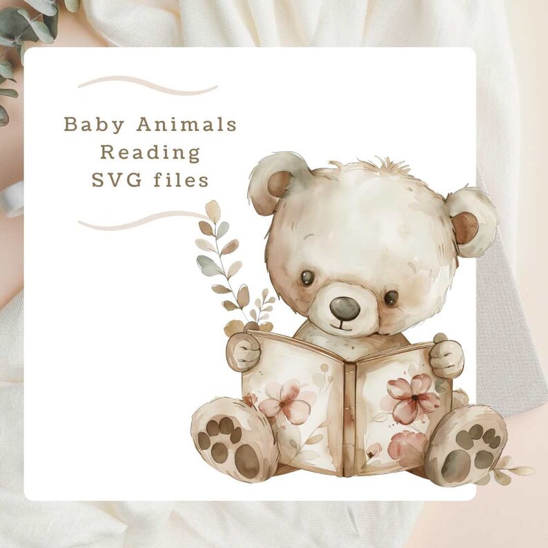 Digital Clip Art-baby Animals Reading- Librarian Gift- Transparent ...