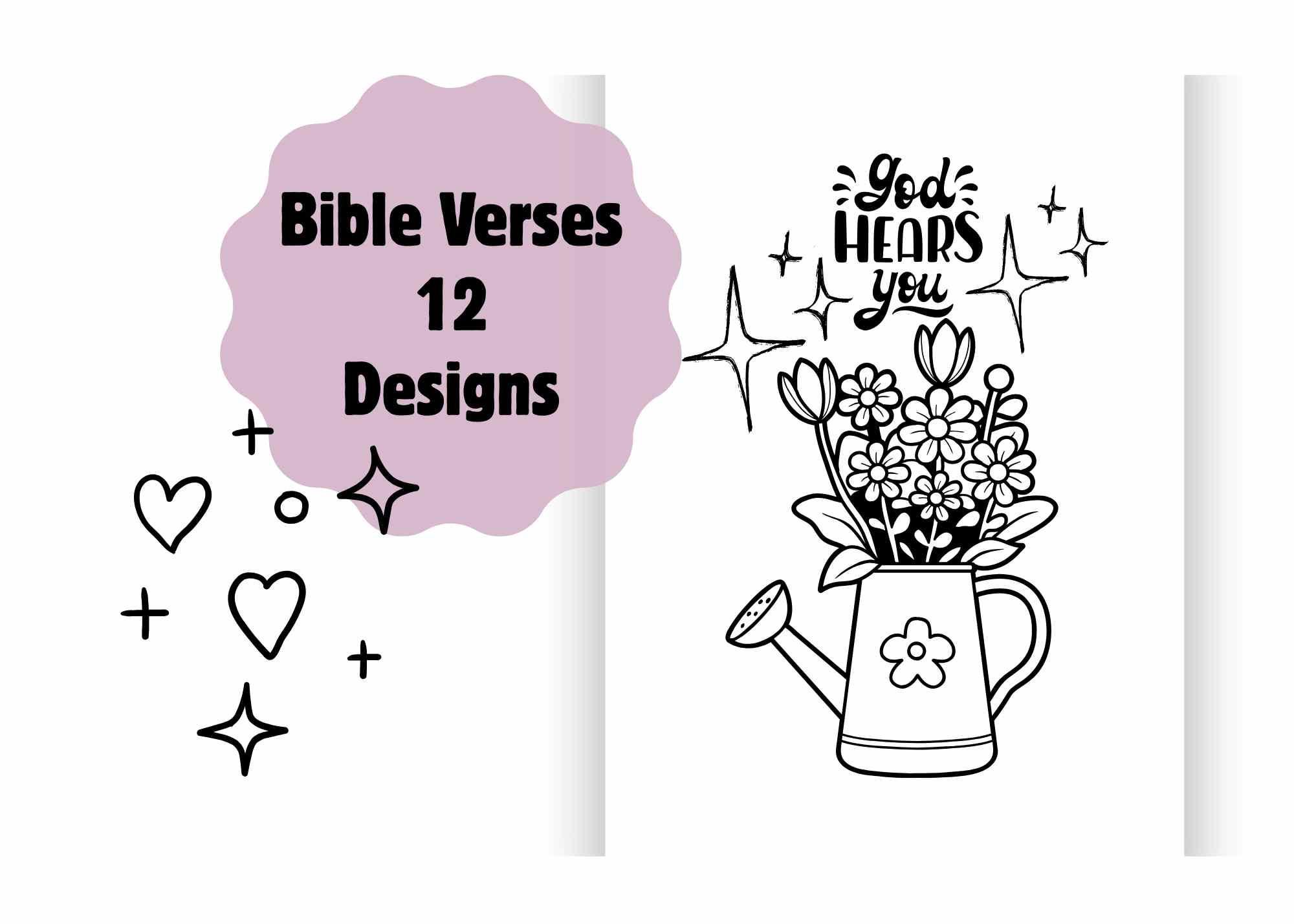 12 Bible Verse Coloring Pages Printable Bundle for Inspiration and ...