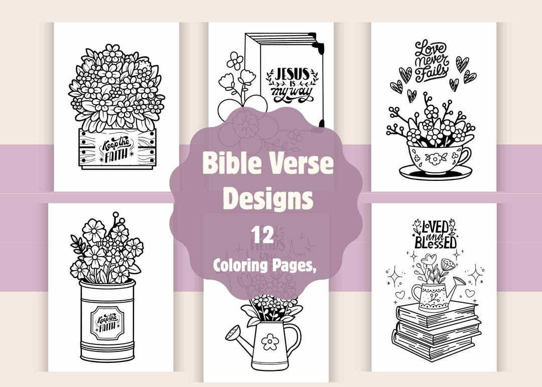 12 Bible Verse Coloring Pages Printable Bundle for Inspiration and ...