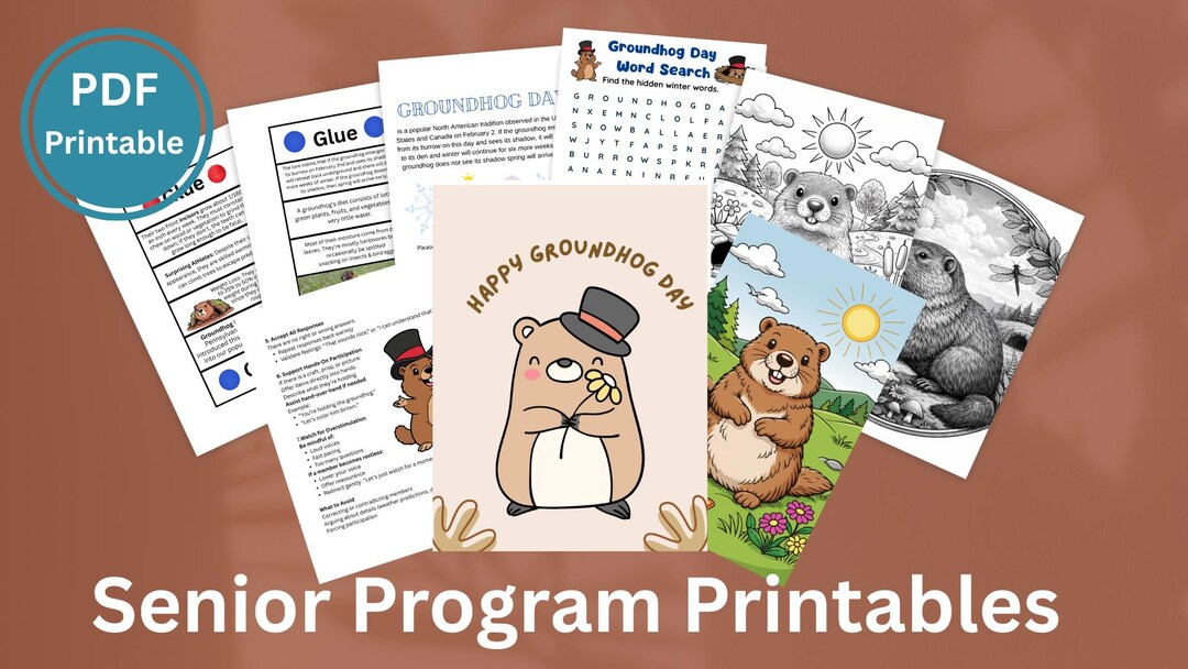 Groundhog Day Activities | Senior Memory Care Games (printable PDF ...
