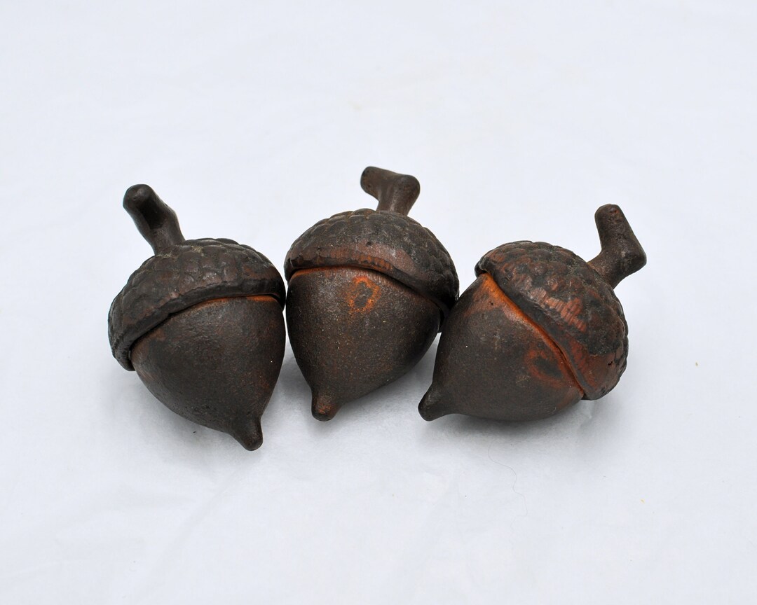 Set of 3 Cast Iron Acorn Decorations Fall Decor Autumn Rustic Home ...