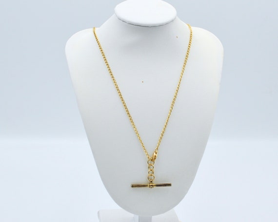 Vintage Gold Tone T Bar on Gold Tone Necklace T Bar Necklace T Bar Chain Stacking Necklace Etsy