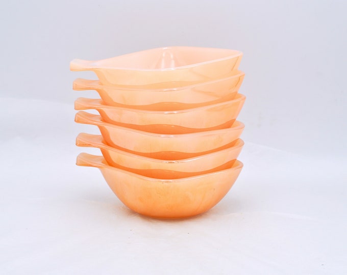 Set of 6 Agee Pyrex Peach Lustreware Tab Handled Ramekins O-rs-12 1970s ...