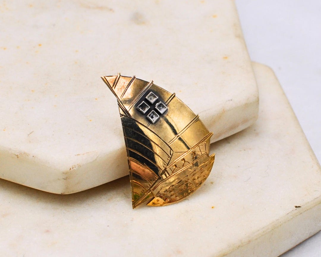 Vintage 9k Gold Sailboat Brooch - Nautical Tie Tack Pin - Etsy