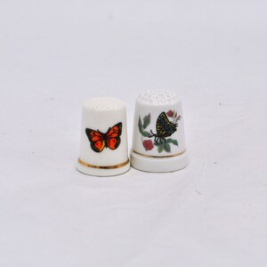 Vintage Porcelain Thimbles: Birds, Flowers, Butterflies Collectable Set ...
