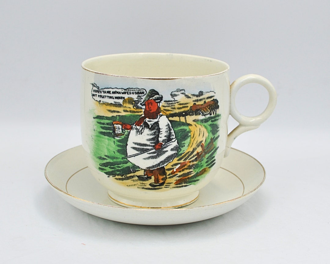 Antique Extra Large Tyke Mug and Saucer Duo With Yorkshire Motto - Etsy
