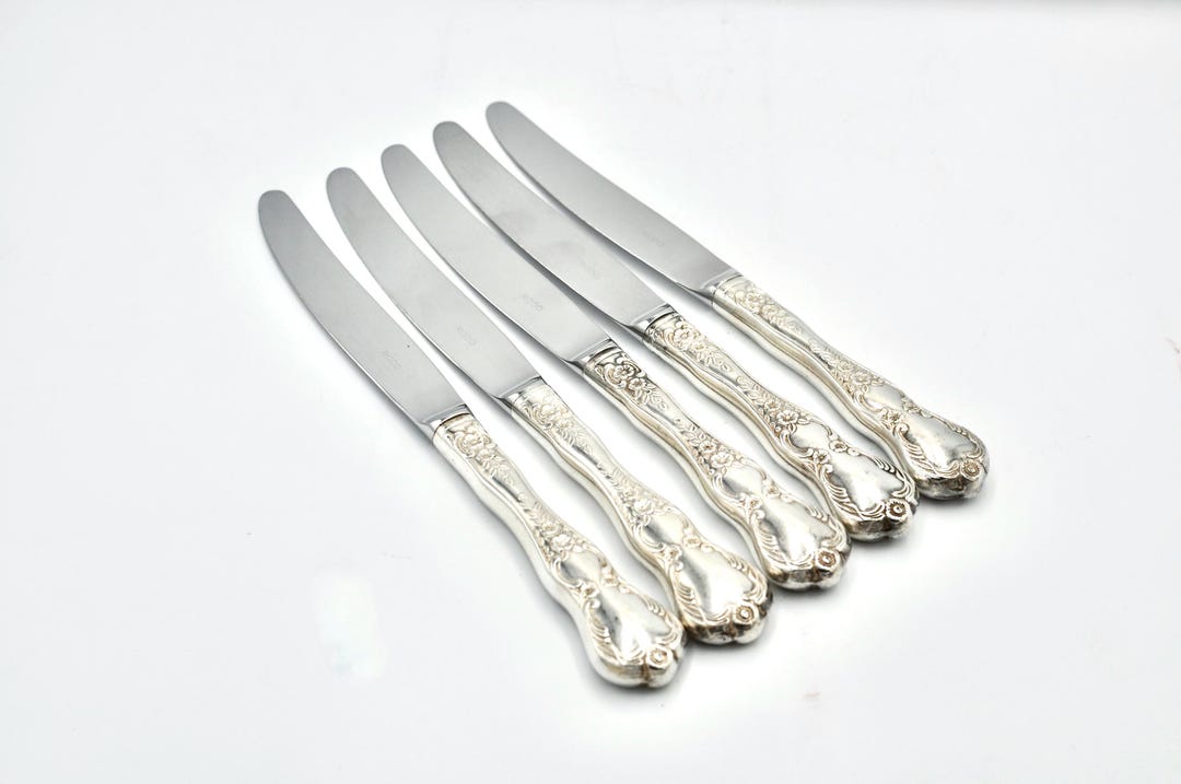 Vintage Silver Plate Knives - Set of 5 Main Course Large Knives Rodd ...