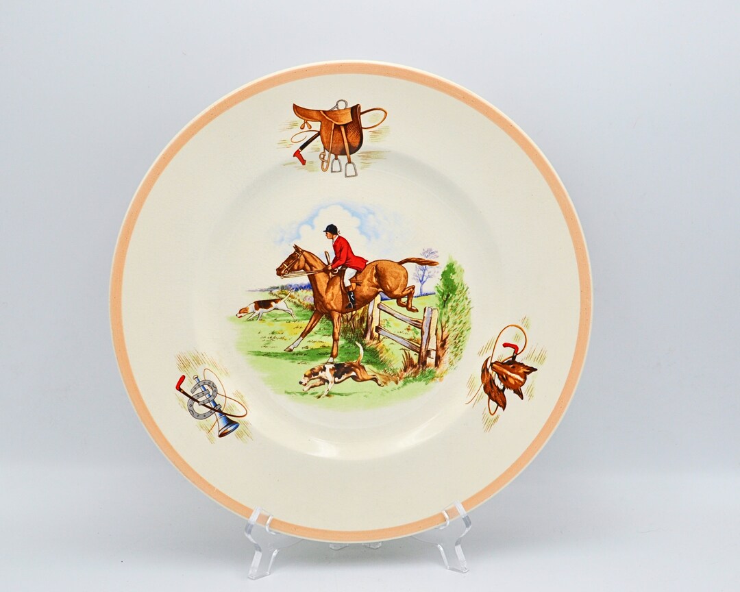 English Hunting Scenes Ambassador Ware England Dinner Plate 1940's ...