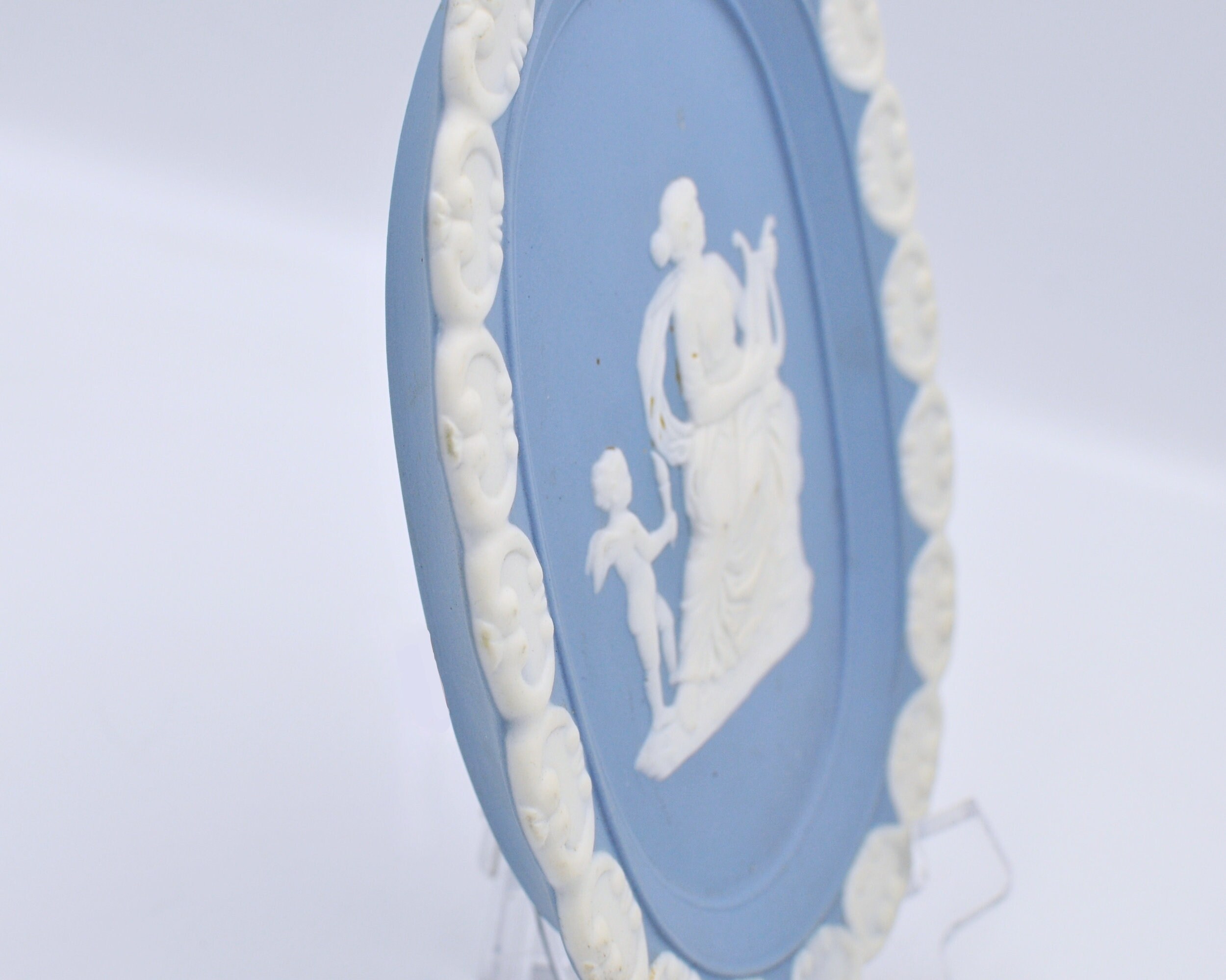 Antique German Blue Jasperware Wall Plate Schafer Vater - Etsy