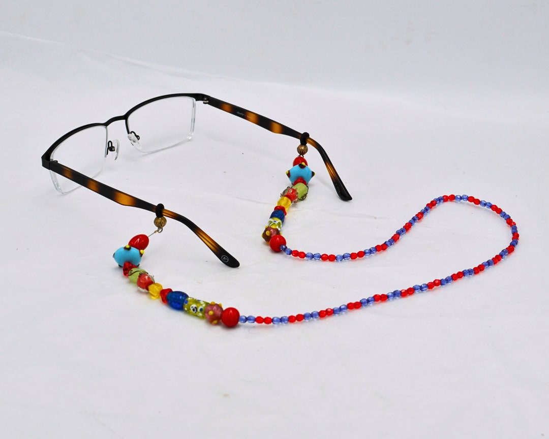Vintage Colourful Beaded Glasses Strings - Glasses Strap - Beaded ...
